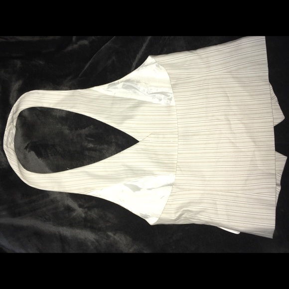 Tops | White Tan Striped Vest | Poshmark